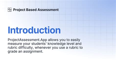 Introduction Project Based Assessment
