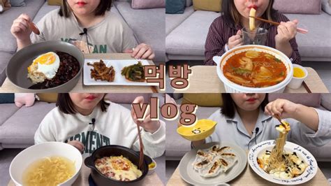 Sub 먹방브이로그 올해 마무리도 먹방으로 메리 크리스마스 짜장밥 마라탕 치즈밥 계란국 눈꽃교자 간장계란면 Mukbang Vlog Youtube