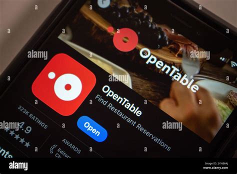 opentable app is displayed in app store opentable is a us based online