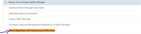 Vcf Mount Repository Nfs Datastore On Esxi Host Failed During Sddc Bringup Vconnect It