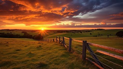 Premium Photo Countryside Farm Sunset