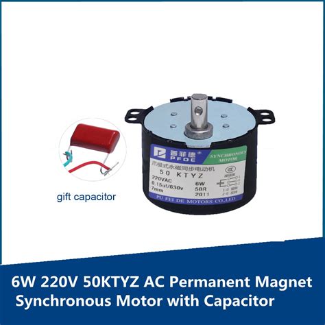 6w 220v 50ktyz Ac Permanent Magnet Synchronous Motor With Capacitor Low