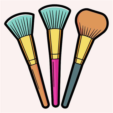 Cute Bold Makeup Brushes Premium Ai Generated Vector