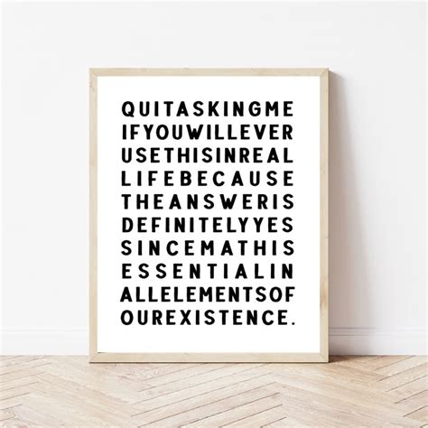 Funny Math Teacher Poster High School Classroom Wall Art Mathematics Middle School Class