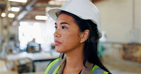 Thinking Woman And Construction Worker In Workshop For Project