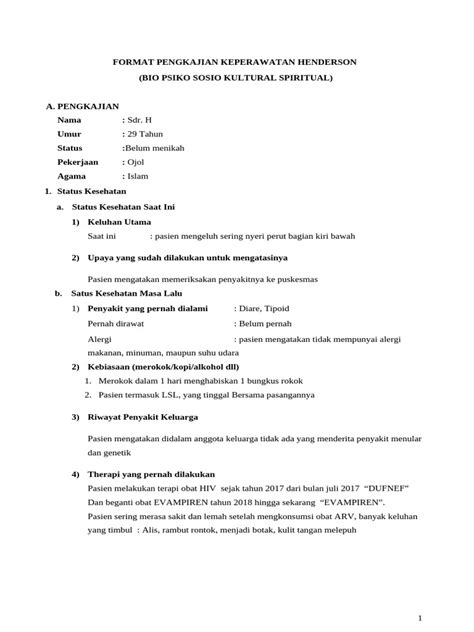 Pengkajian Pasien Odha Kelompok Pdf