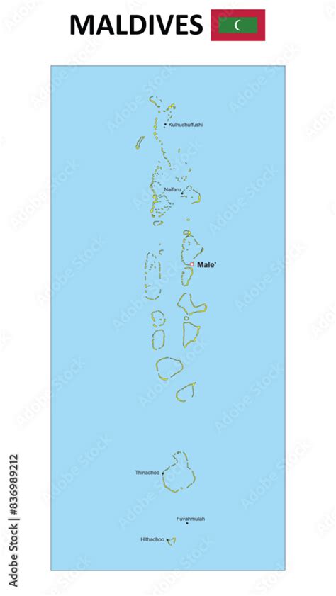 Maldives Map Major City In Maldives Political Map Of Maldives With Border And Neighbouring