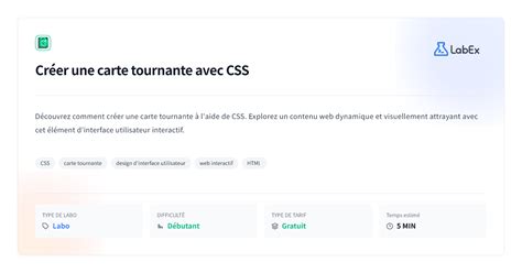 créer une carte tournante avec css labex