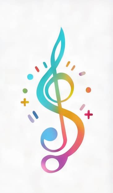 Rainbow Colored Treble Clef On White Background Premium Ai Generated Image