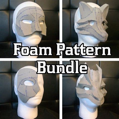 Masquerade Mask Foam Pattern Bundle Wolf Dragon Half And Full Face