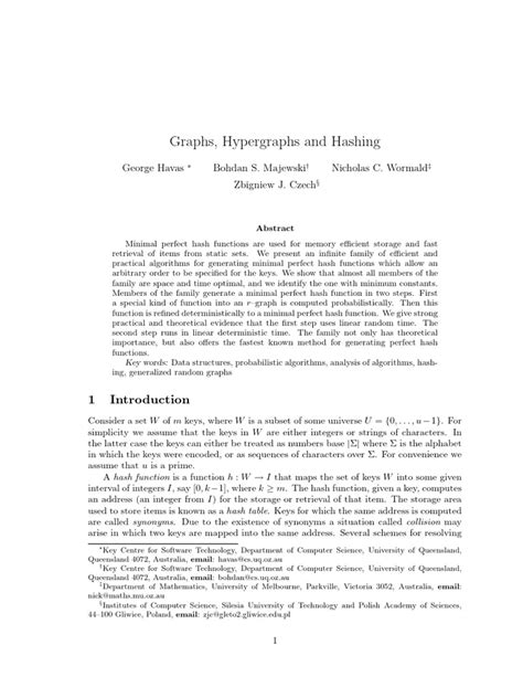 1994 Graphs Hypergraphs And Hashing Pdf Vertex Graph Theory
