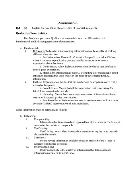 Financial Reporting Assignment Of Aiou Docsity