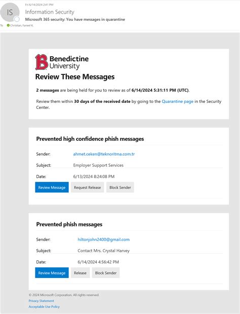 Quarantined Email Notifications Benu Information Technology