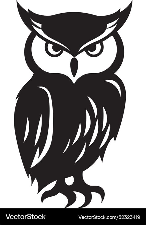 Shadowed Perch Black Owl Guardian Night V Vector Image