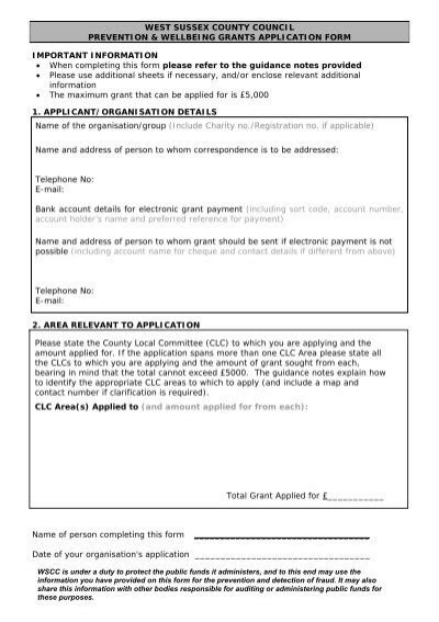 Revised Application Form West Sussex County Council