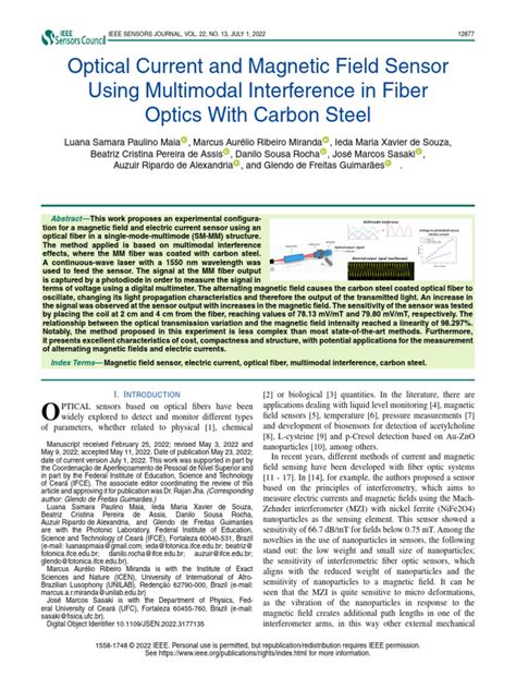 Optical Current And Magnetic Field Sensor Using Multimodal Interference