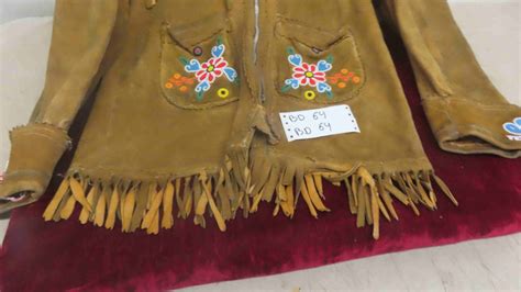 Vintage Cree First Nations Fringed And Beaded Hide Jacket Size Medium