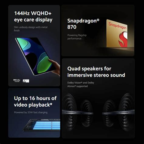 Xiaomi Pad 6 Tablet 6GB 128GB 8GB 128GB 256GB Snapdragon 870 11 WQHD Display 13MP