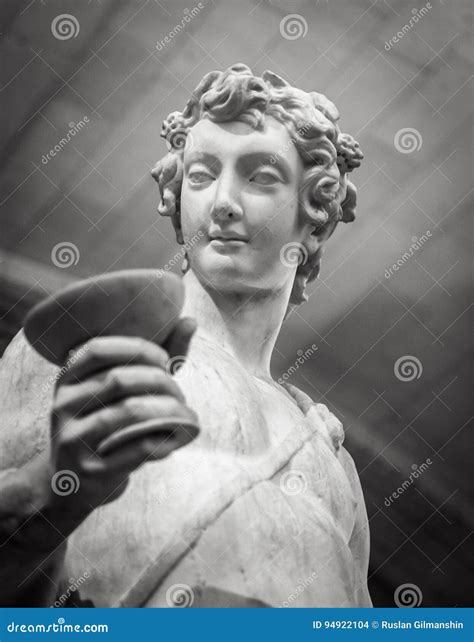 Dionysus Bacchus Wine Statue Portrait In Louvre Editorial Image
