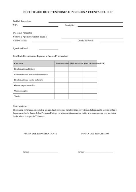 Modelo Certificado De Retenciones