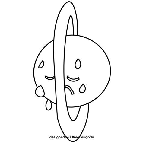 Sad Uranus Planet Illustration Black And White Clipart Free Download