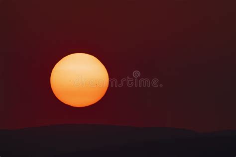 Sun Disc With Spots At Sunset On A Hot Summer Day Stock Image Image
