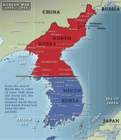 Korean War 38th Parallel Map
