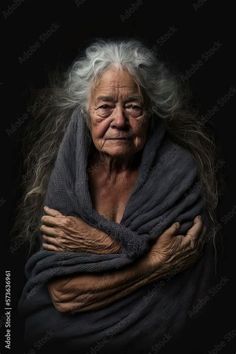 Illustrazione Stock Ai Generated Portrait Of An Adult Woman With An Expressive Face Who Hugs Her
