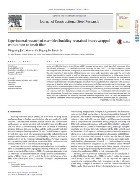 Journal Of Constructional Steel Research Mingming Jia Xiaohui Yu Dagang Lu Binbin Lu Pdf