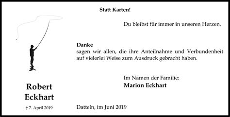 Traueranzeigen Von Robert Eckhart Sich Erinnernde