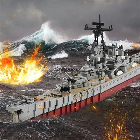 Military Moc Uss Missouri Cruiser Warship Bricks Toy Military Moc Uss