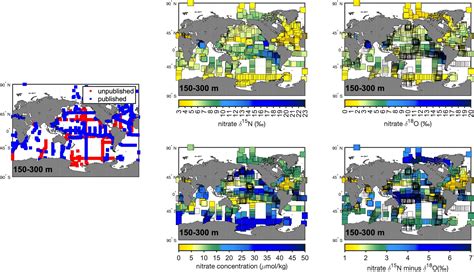 2d Surface Maps 150 300 M Ocean Nitrate Isotopes A Global Compilation