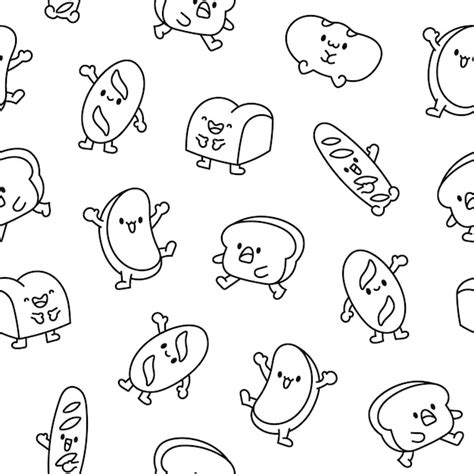 Premium Vector Cartoon Happy Bread Coloring Page