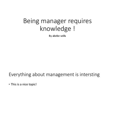 Being Manager Requires Knowledge By Abebe Seifu Pdf