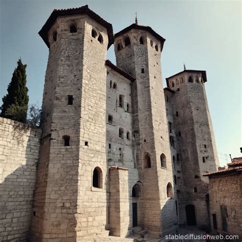 Single Storey Building With Tower Connection Stable Diffusion Online