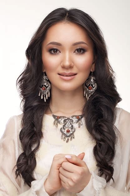 Premium Photo Beautiful Kazakh Girl In National Jewelry