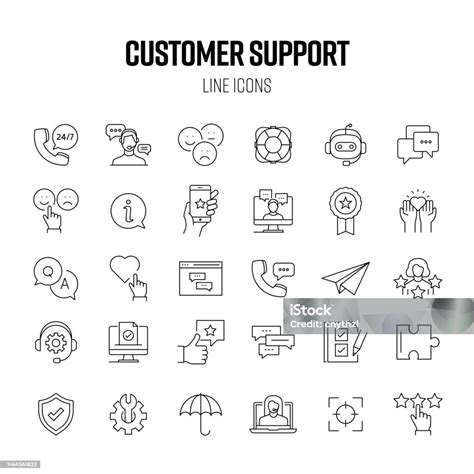 Customer Support Line Icon Set Support Solution Contact Assistance Helpdesk Stock Illustration