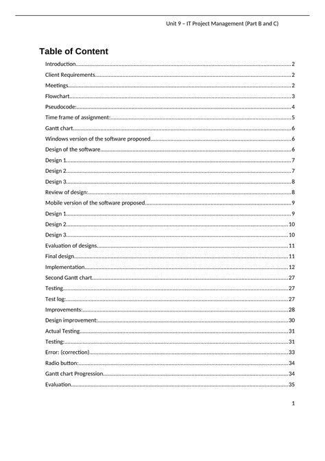 Unit 9 It Project Management Assignment 2 Learning Aim B And C All Criterias Met Unit 9