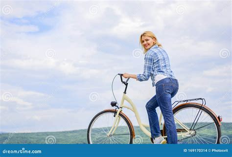 Sexy Girl With Bicycle Young Slim Sexy Sporty Woman In Pink Shorts And