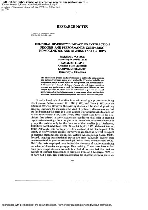 Pdf Cultural Diversitys Impact On Interaction Process And Performance Comparing Homogeneous