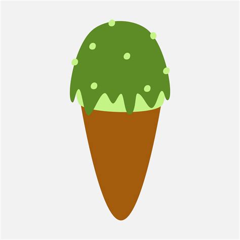 Green Tea Flavored Ice Cream Cone Clip Art Vector Illustration For