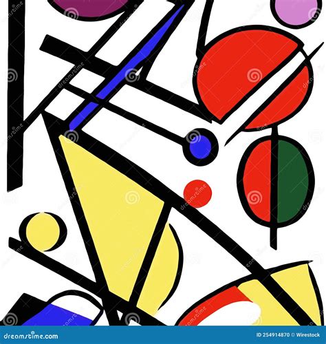 Abstract Conceptual Ensemble Shapes Lines Triangles Ovals Symphony Stock Illustration