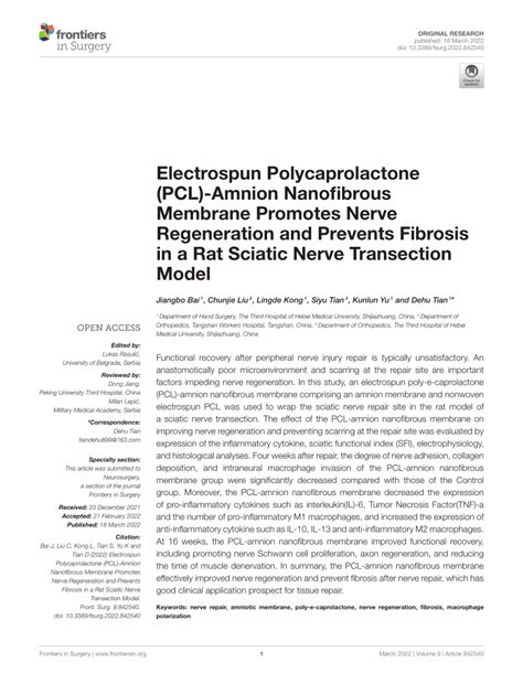 Pdf Electrospun Polycaprolactone Pcl Amnion Nanofibrous Membrane