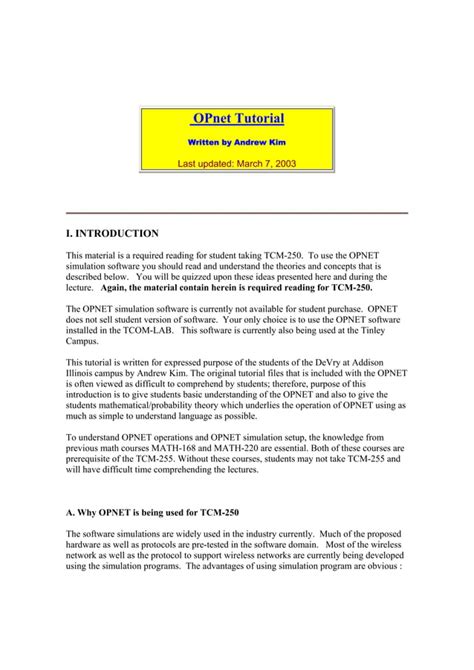 Opnet Tutorial Pdf