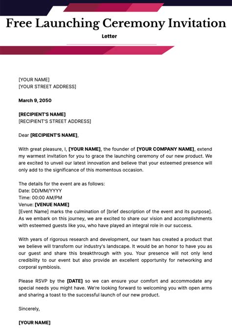 Launching Ceremony Invitation Letter