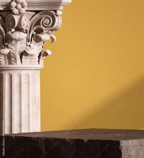 Product Display Cosmetic Objects Placement Template Ancient Column Museum Concept Background