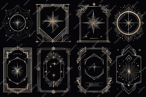 Premium Photo Modern Minimalist Aesthetic Line Elements Trendy Linear Frames With Stars Arch