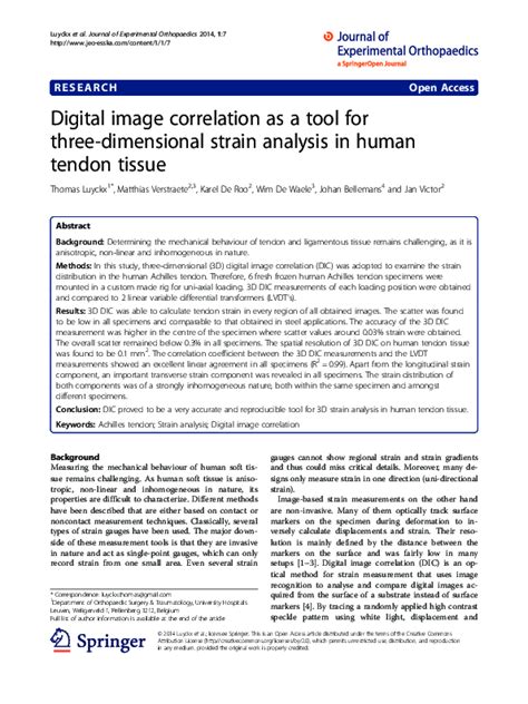 Pdf Digital Image Correlation As A Tool For Three Dimensional Strain