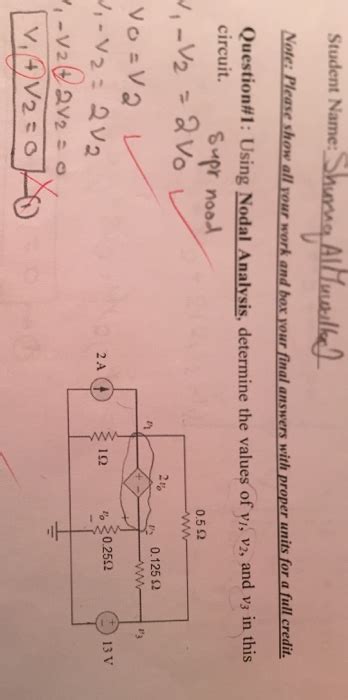 solved using nodal analysis determine the values of v 1