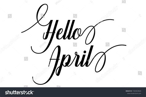 Hello April Creative Cursive Typographic Text Stock Vector Royalty
